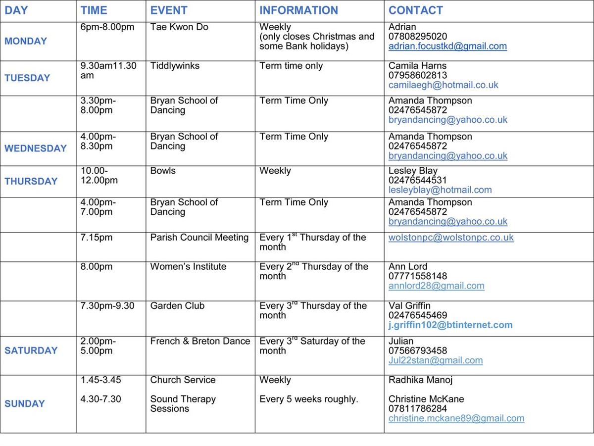 Village Hall - Wolston Village Community Website